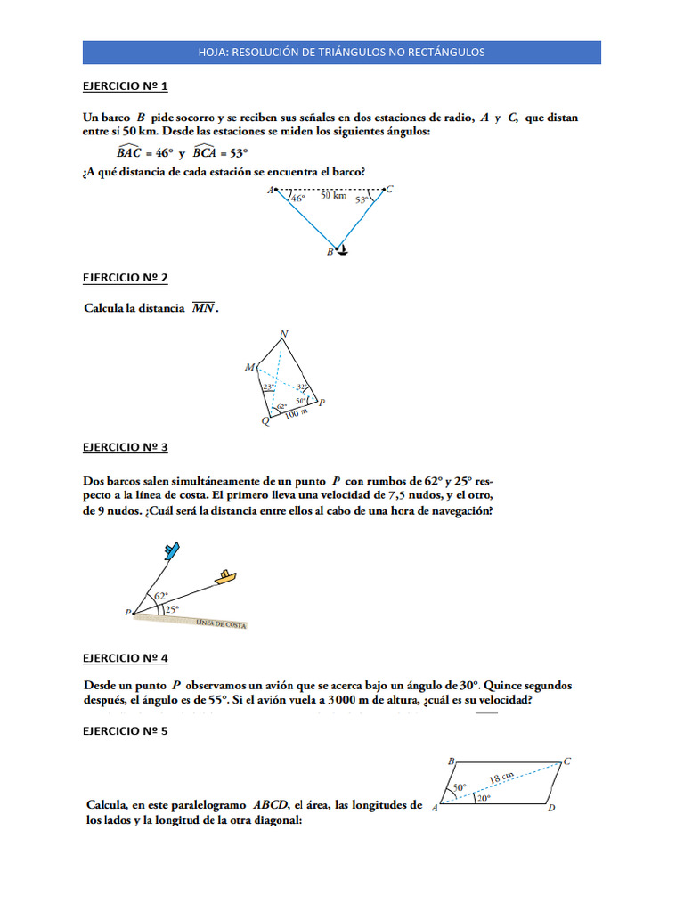 Hoja2 Ejercicios Trigonométria2 | PDF