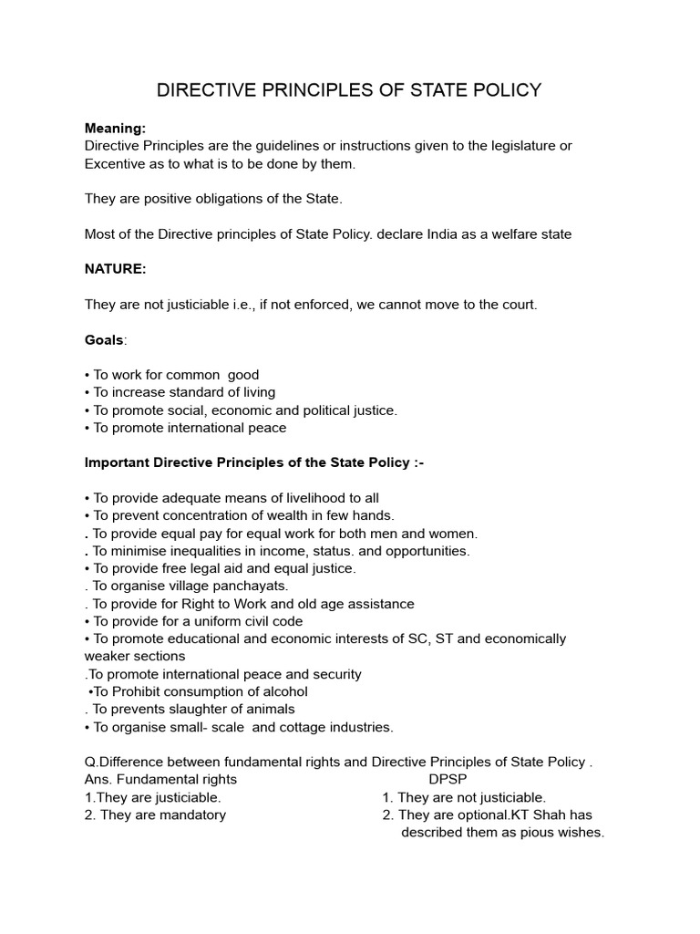 Understanding Directive Principles of State Policy | PDF | Government ...