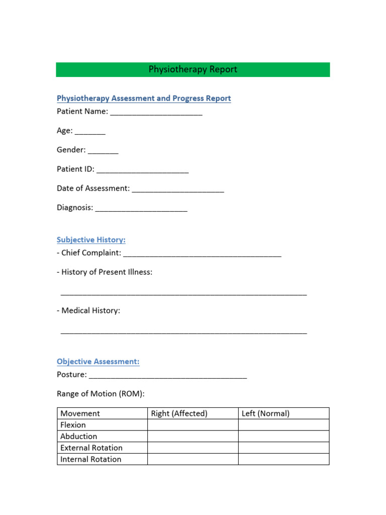 Physiotherapy Assessment Report | PDF