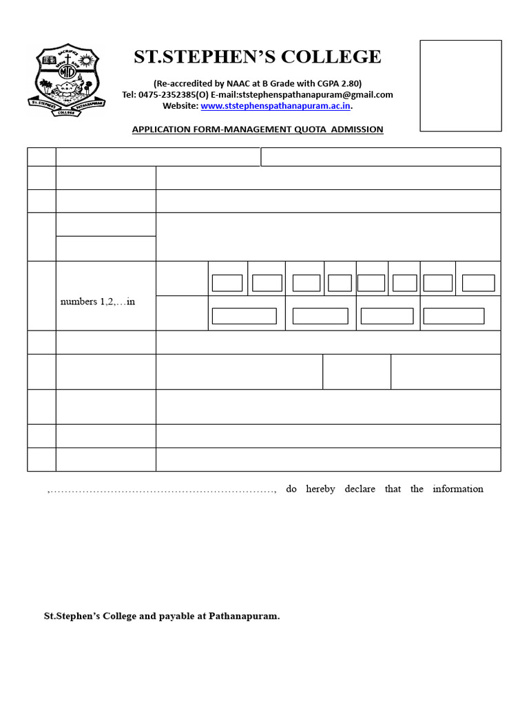 Management Quota Form | PDF
