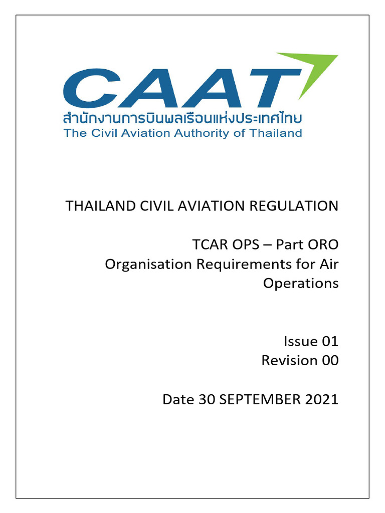 TCAR OPS - 01 - Part ORO Regulation v26.06.2022 Up To EU 2021-2237 ...