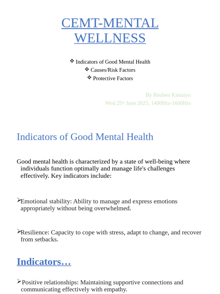 Cemt-Mental Wellness Notes | PDF | Mental Health | Stress (Biology)