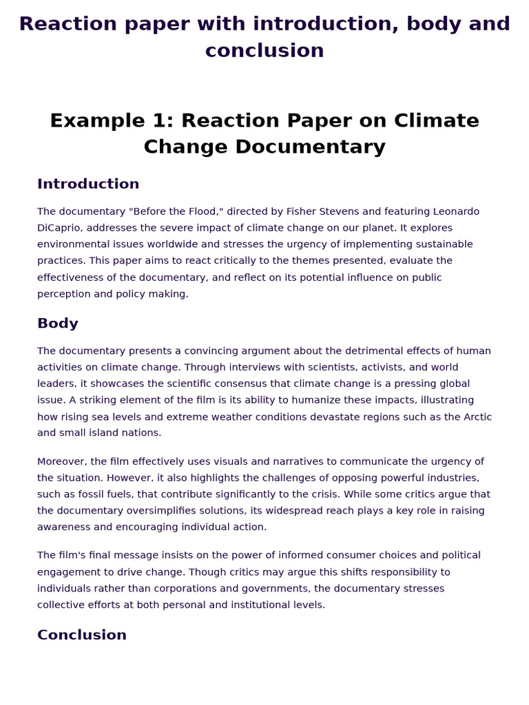 Reaction Paper on Climate Change Documentary | PDF | To Kill A Mockingbird