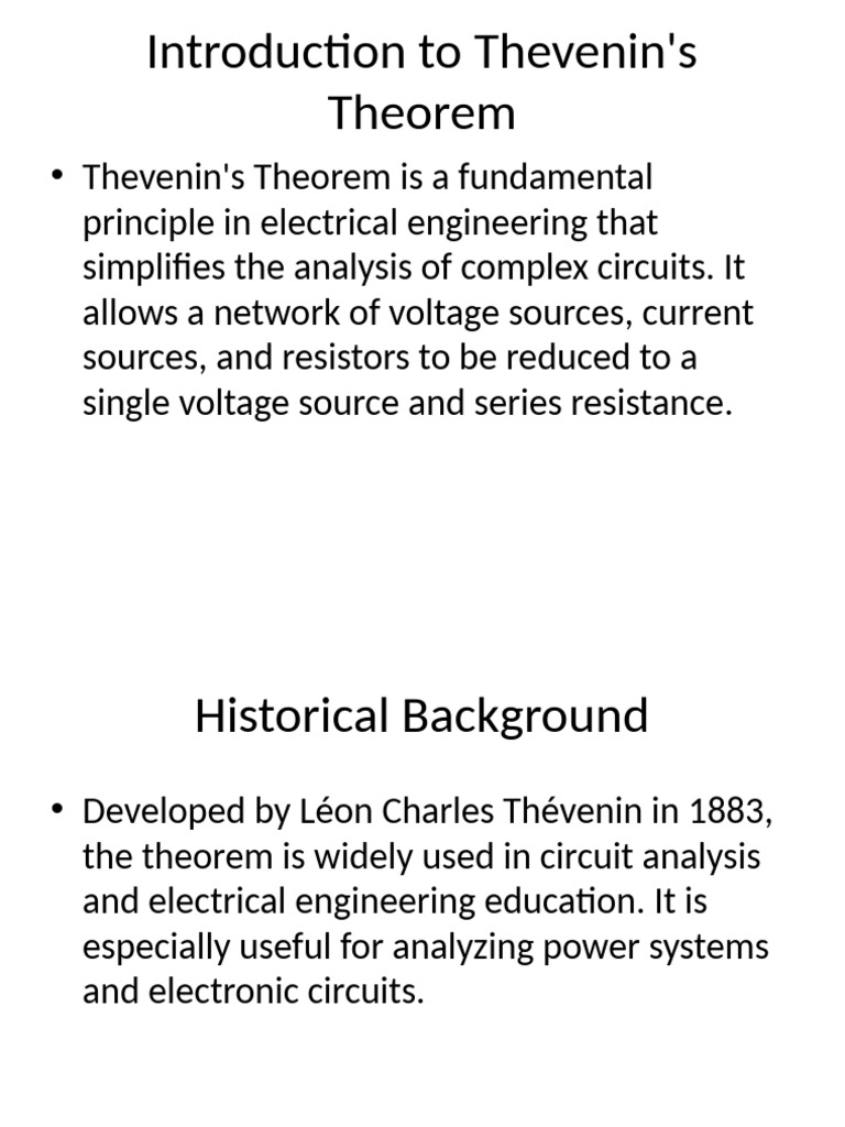 Thevenin Circuit Analysis Presentation | PDF | Electrical Network | Network Analysis (Electrical ...