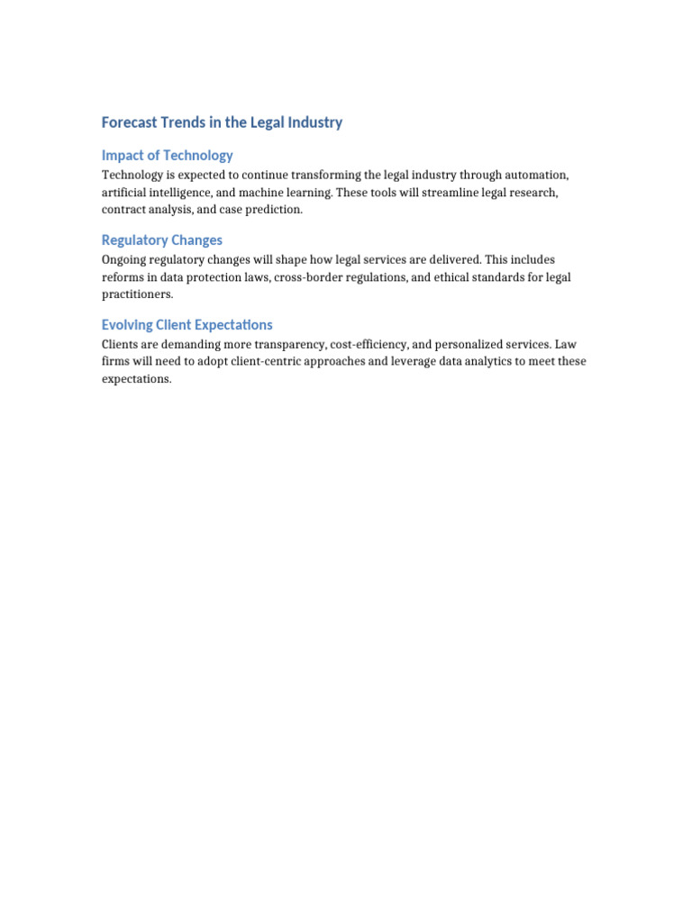 Legal Industry Forecast Trends | PDF