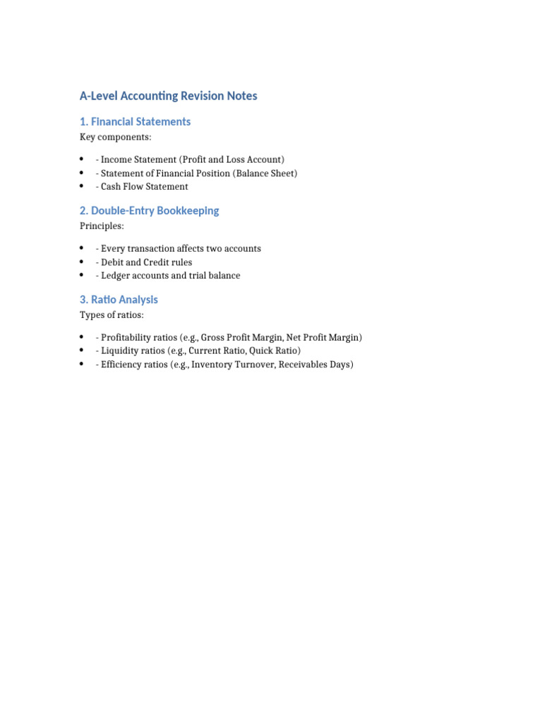 A Level Accounting Revision Notes | PDF