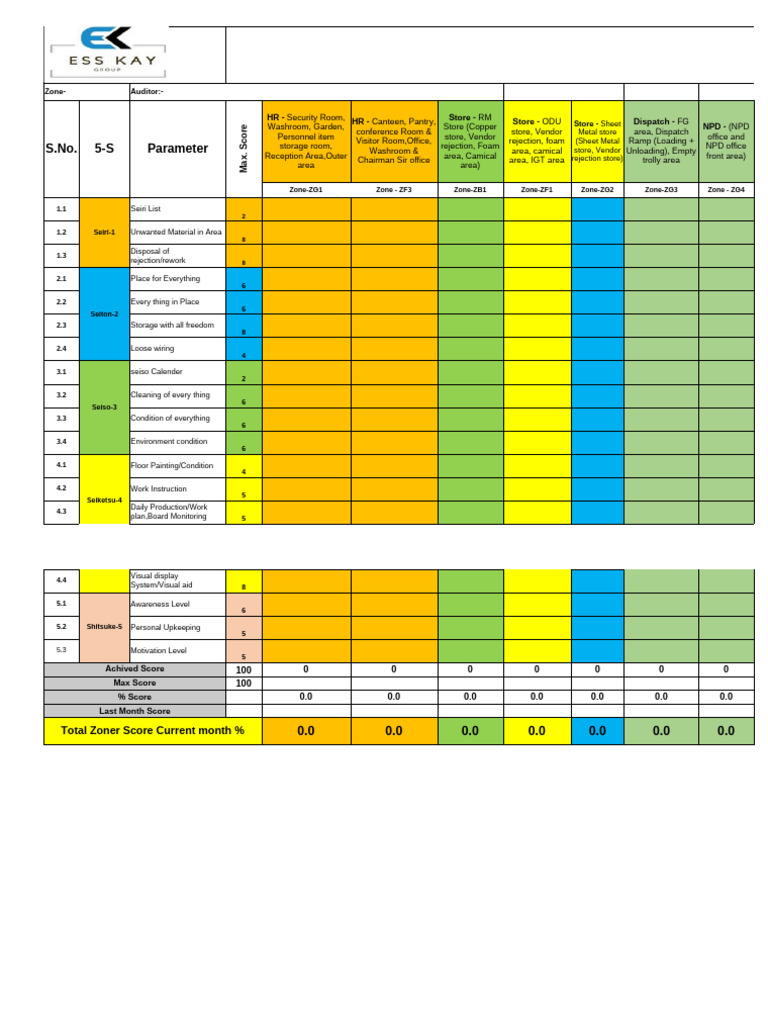 5S Score Sheet | PDF | Materials | Secondary Sector Of The Economy