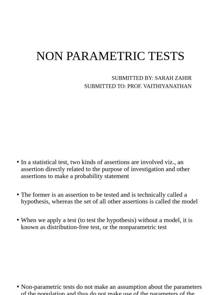 Non Parametric Tests (Sarah) | PDF | Nonparametric Statistics | Chi ...