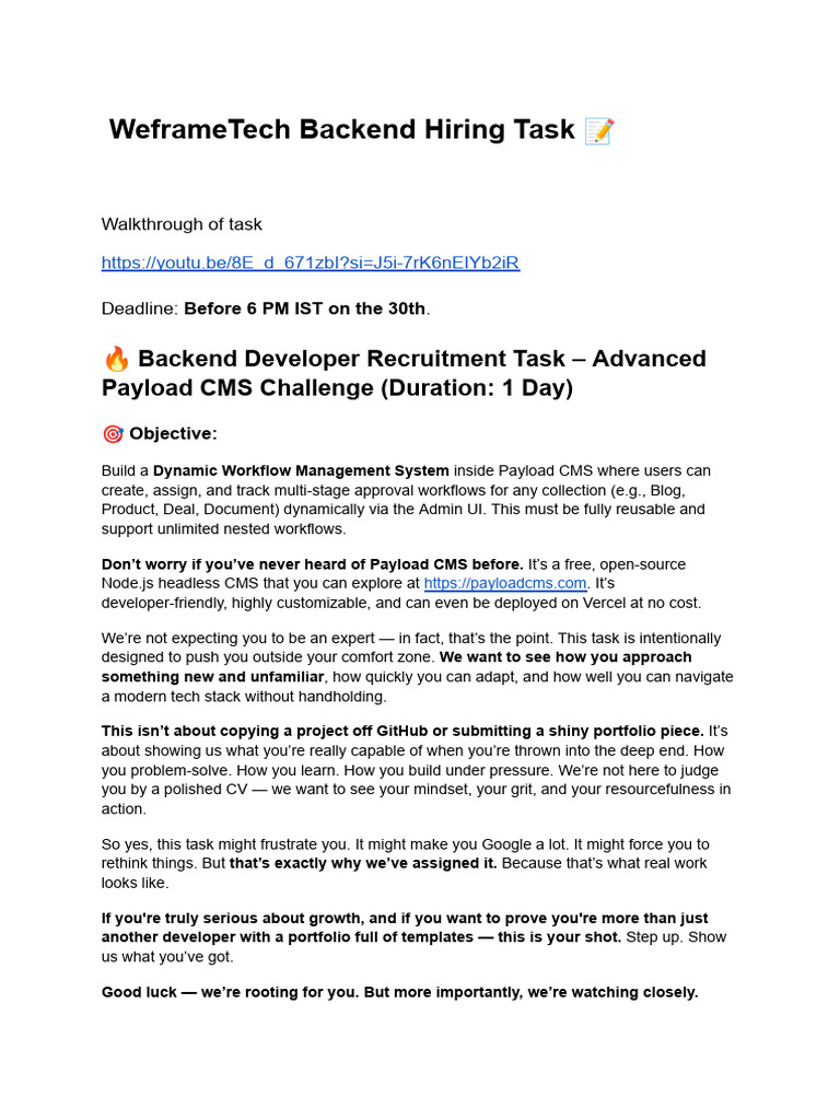 WeframeTech Backend Hiring Task ? | PDF | Software Engineering | Computing
