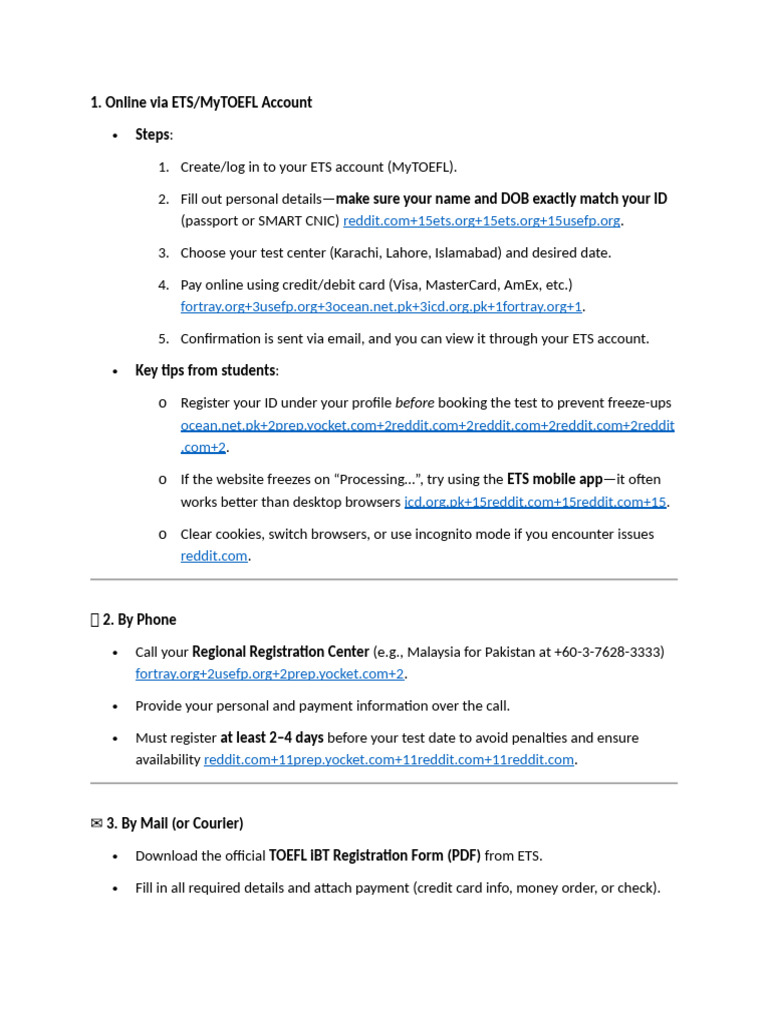 ETS TOEFL Account Registration Guide | PDF | Credit Card | Debit Card