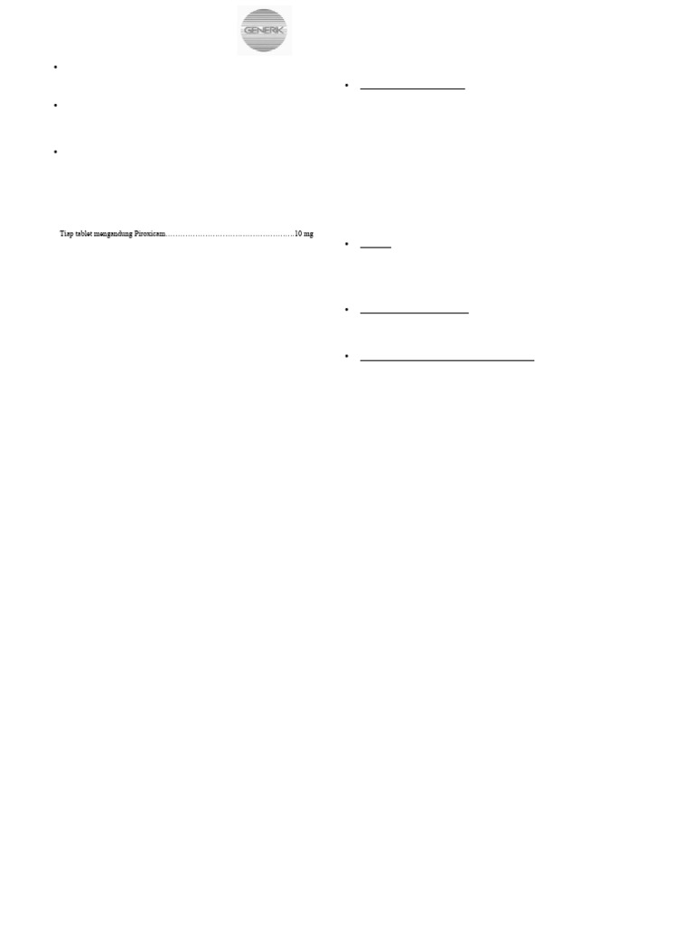 Tugas Brosur TABLET Piroxicam Kel 2 Leb | PDF
