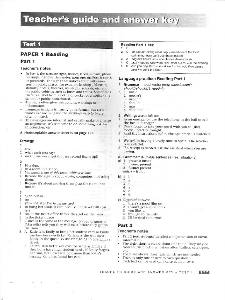 B1 - PET Practice Tests Plus KEY | PDF