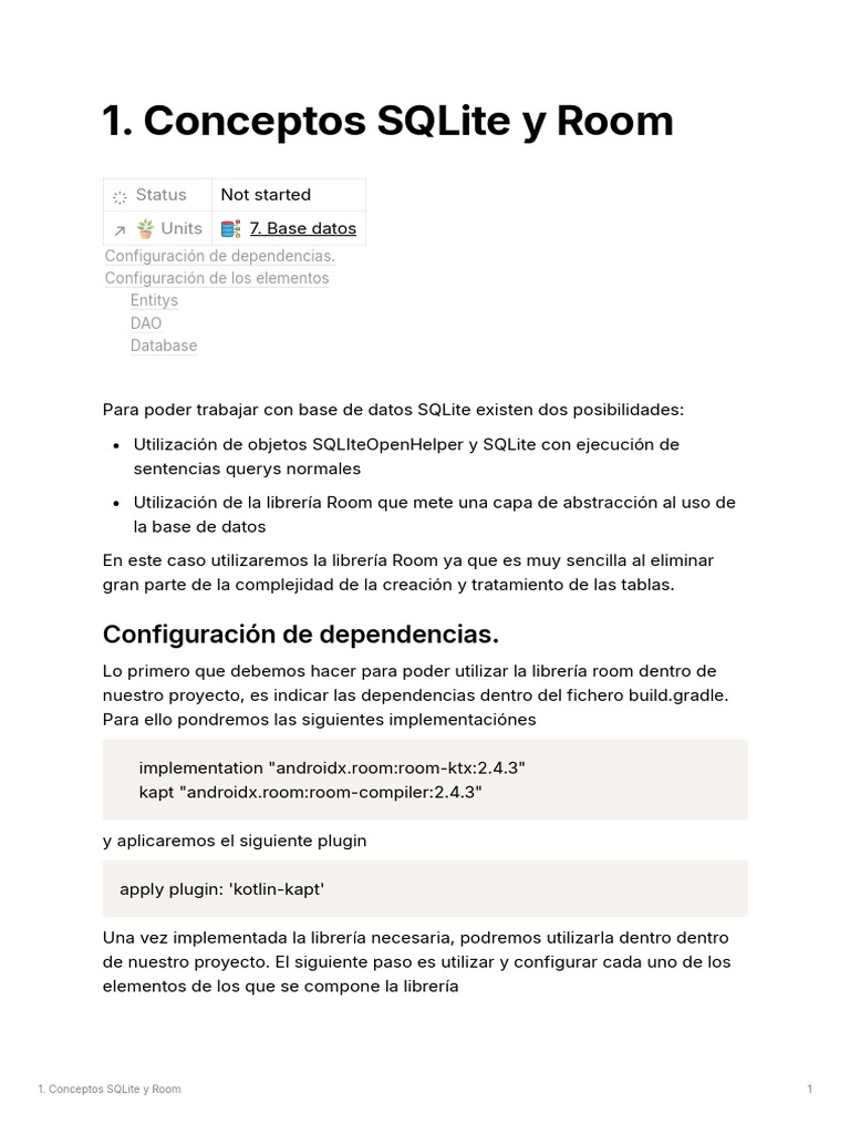 Conceptos Sqlite y Room | PDF | Bases de datos | Tecnologías de la ...