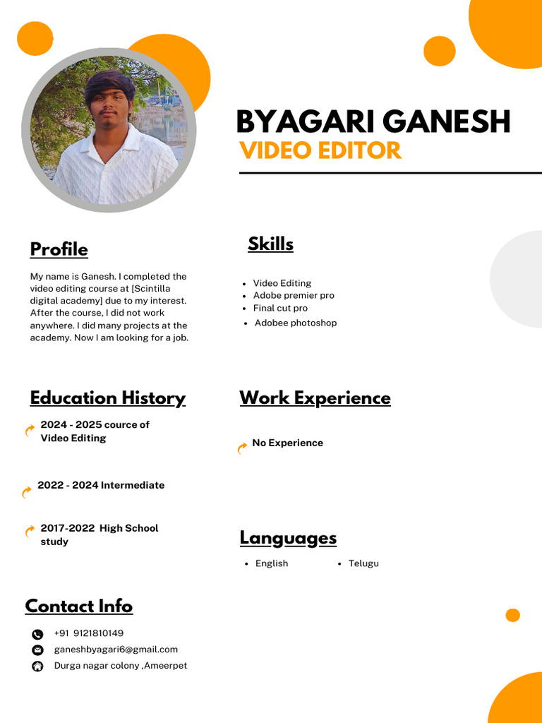 Orange White Simple Graphic Designer Resume | PDF