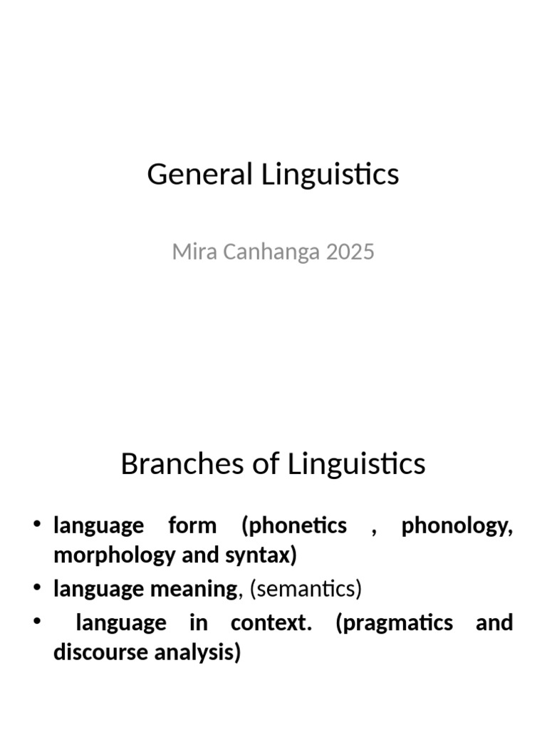 Overview of General Linguistics Concepts | PDF