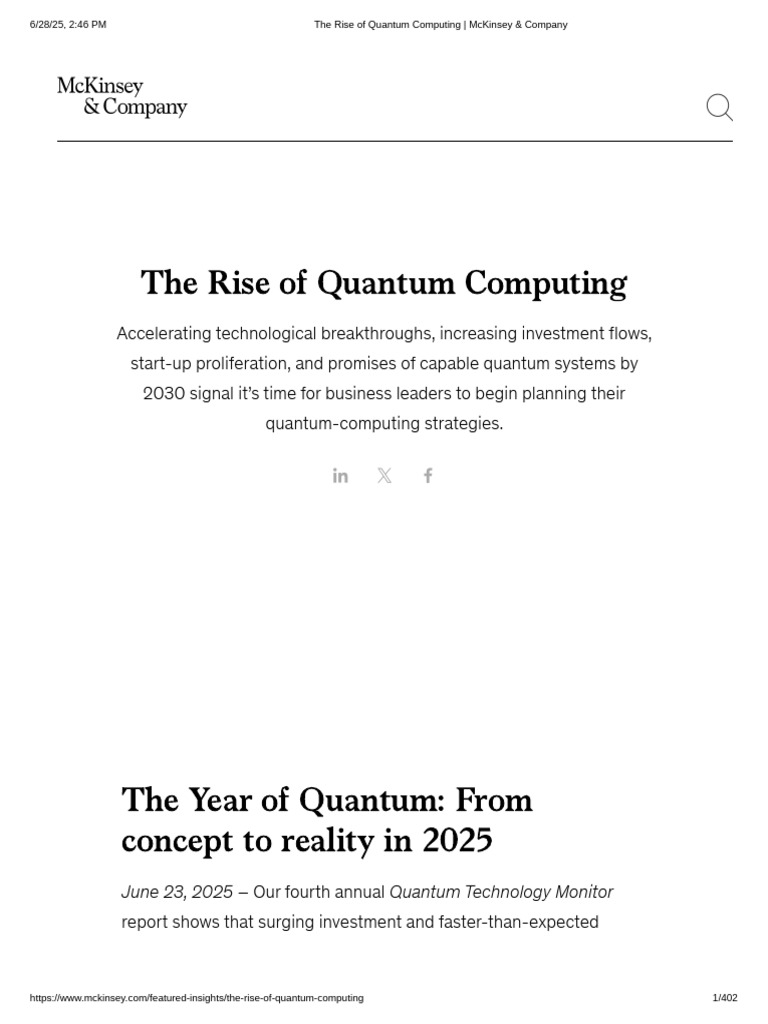 The Rise of Quantum Computing - McKinsey & Company | PDF | Computing ...