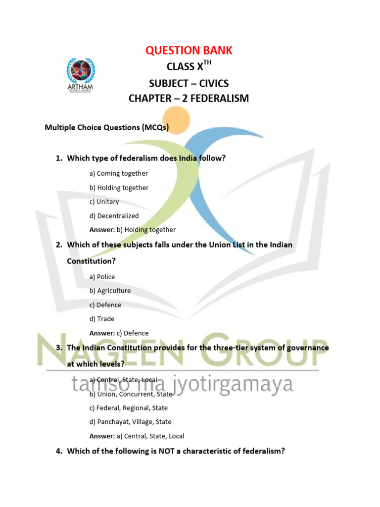 Class - 10 Ch-2 Civics Question Bank | PDF | Teachers | Learning
