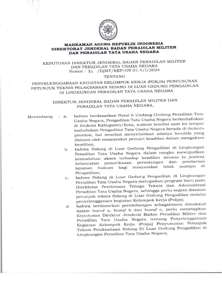 SK Pokja Sidang Keliling TA 2024 | PDF