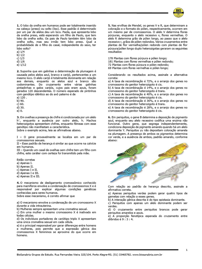 Simulado 4 - 25q | PDF | Evolução | Alelo
