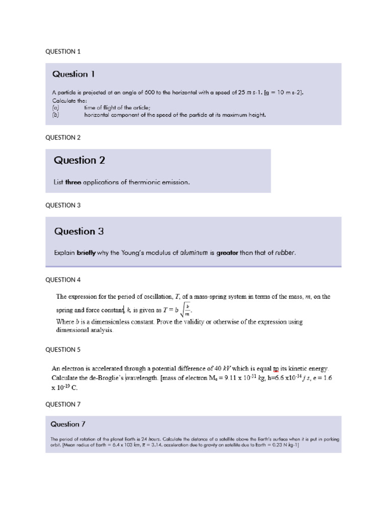 2023 Physics Private Ssce Review Questions | PDF