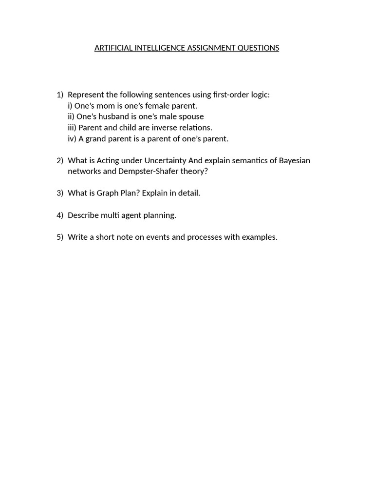Artificial Intelligence Assignment Questions | PDF