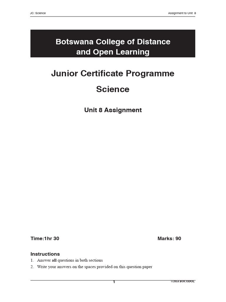 JC Science Unit 8 Assignment Guide | PDF | Heart | Lung