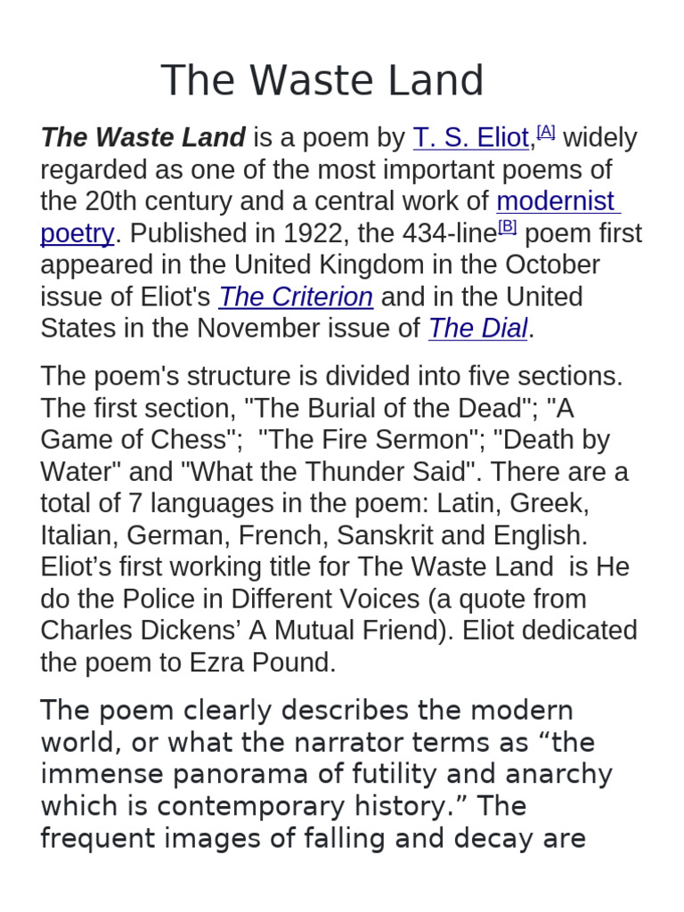 The Waste Land | PDF