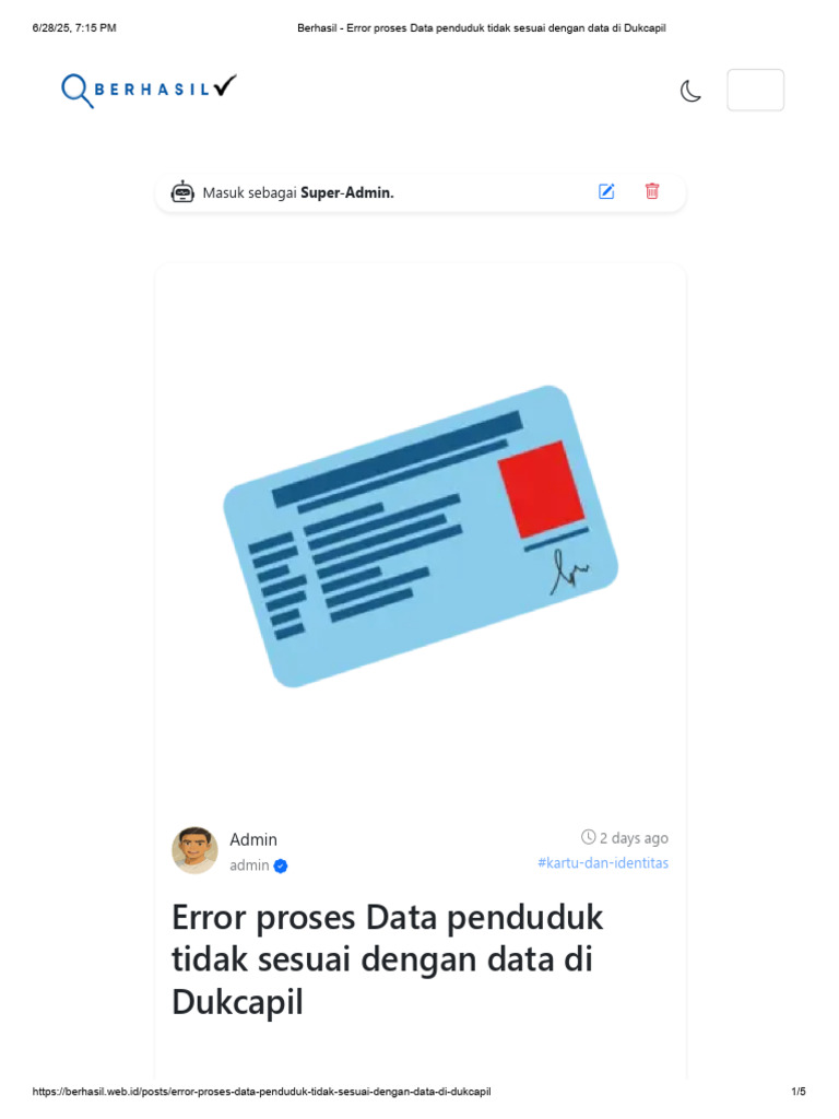Data Penduduk Tidak Sesuai Dukcapil | PDF
