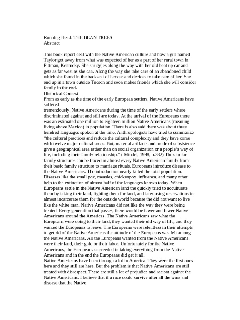Taylor's Journey in The Bean Trees | PDF | Indigenous Peoples Of The ...