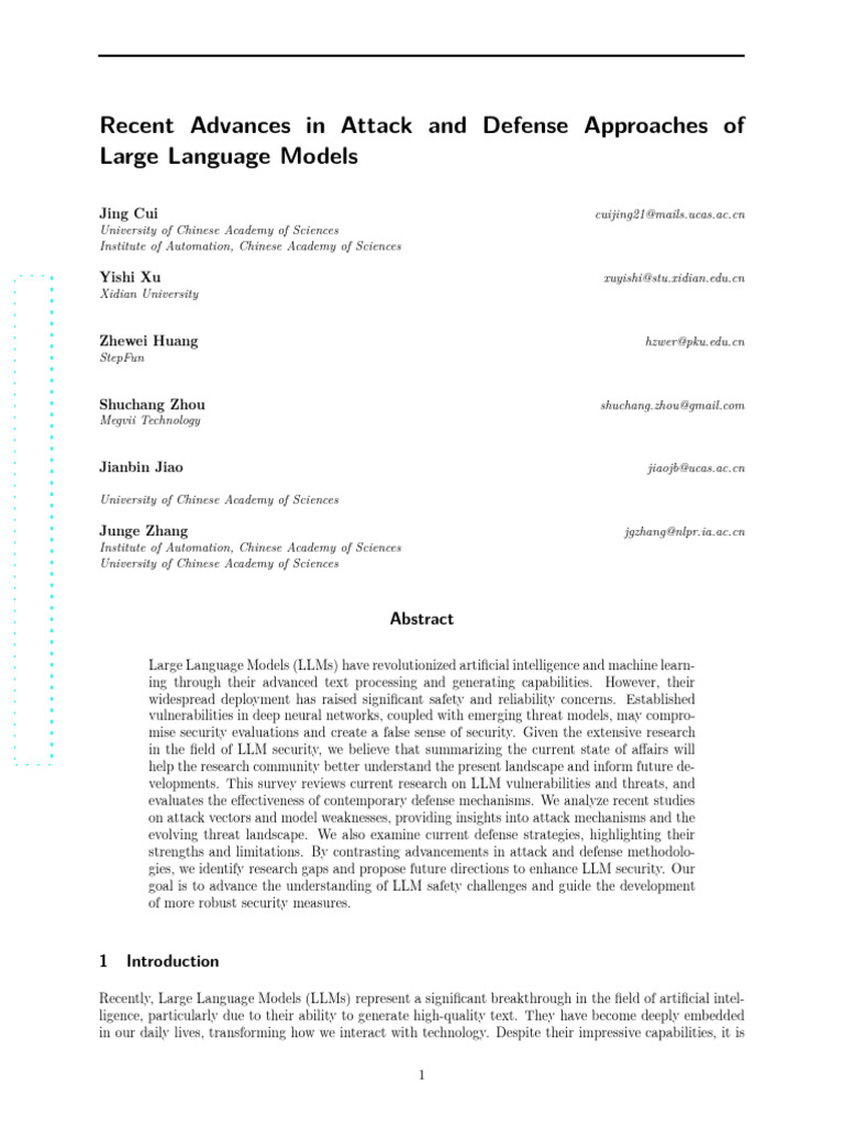 Recent Advances in Attack and Defense Approaches of | PDF | Cognitive ...