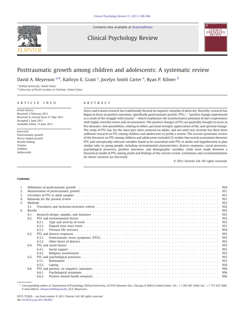 Post Traumatic Growth Childs and Adolescents | PDF | Psychology ...