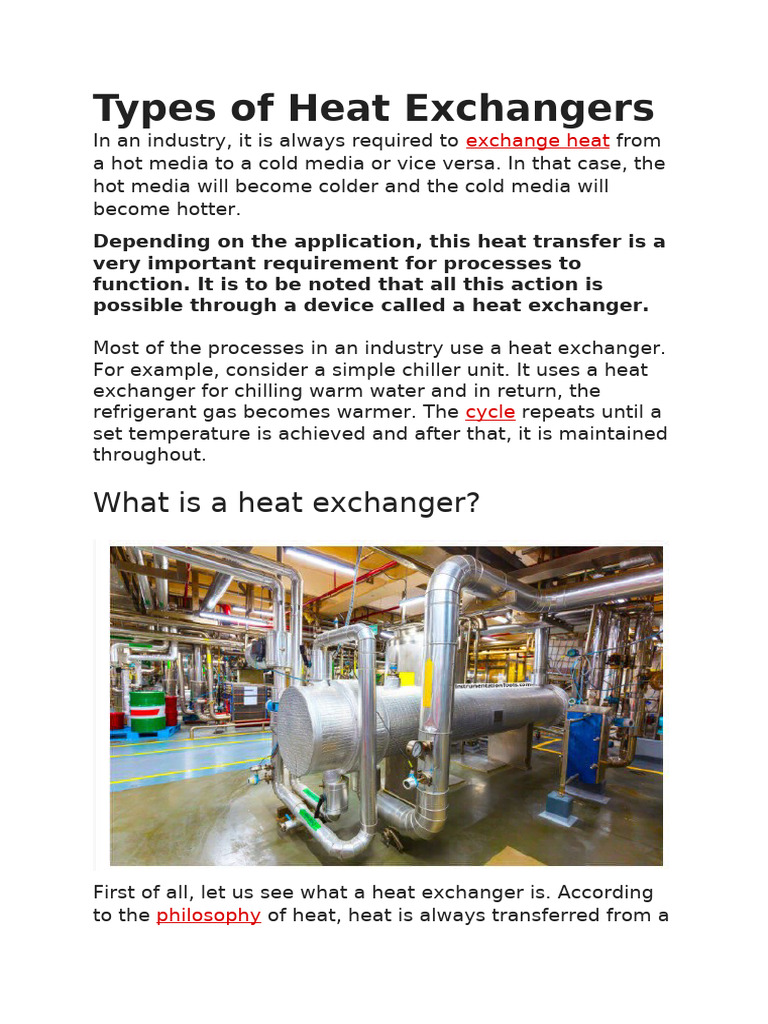 Types of Heat Exchangers | PDF | Heat Exchanger | Heat