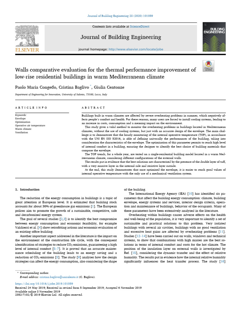 Walls Comparative Evaluation For The Thermal Performance Improvement of ...