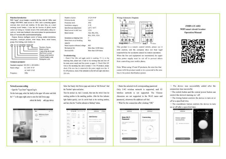 Tuya Smart WiFi Circuit Breaker User Manual | PDF