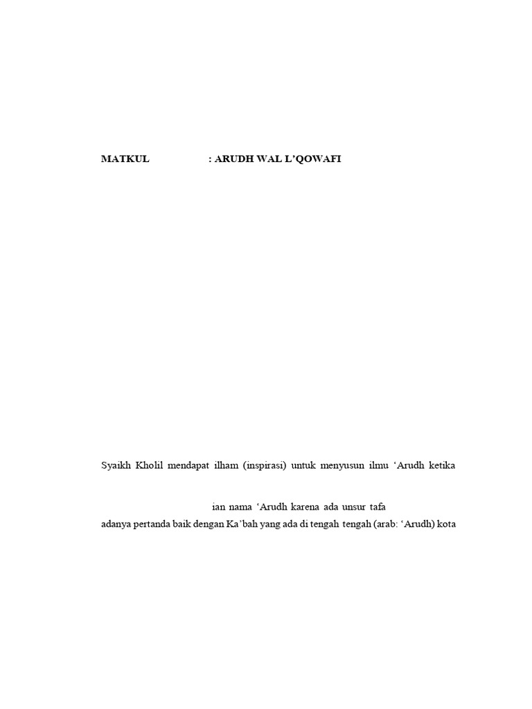 Sejarah dan Tokoh Ilmu Arudh | PDF