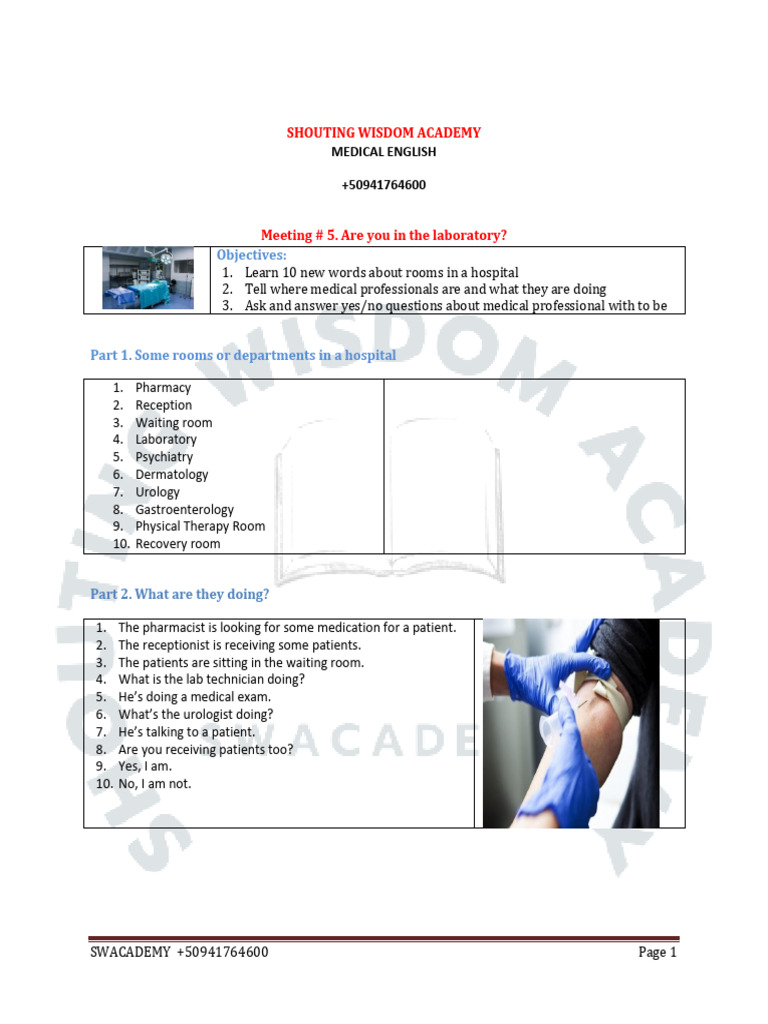 Medical English: Hospital Vocabulary Guide | PDF | Urology | Hospital