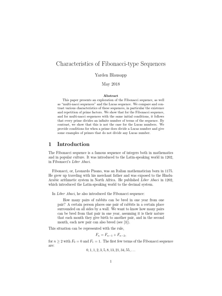 Characteristics of Fibonacci | PDF | Prime Number | Mathematical Concepts