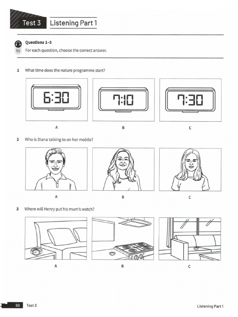 Grade 6 - Test 3 - Listening Part 1 | PDF