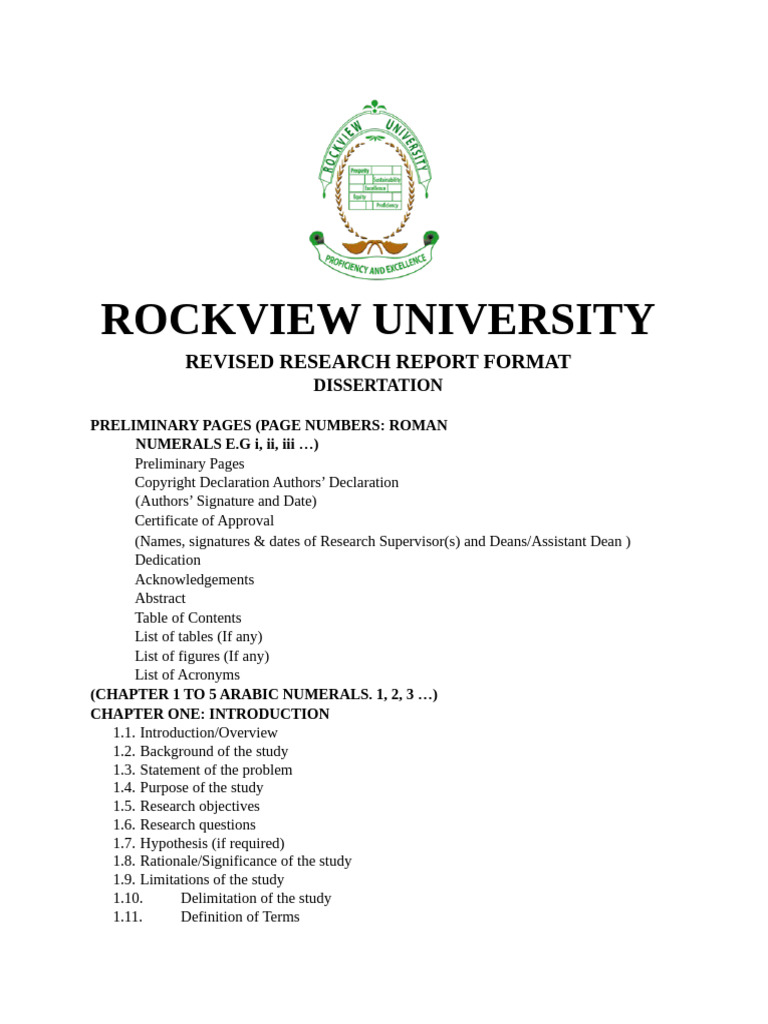 Rockview University Dissertation Format | PDF | Thesis | Doctor Of ...