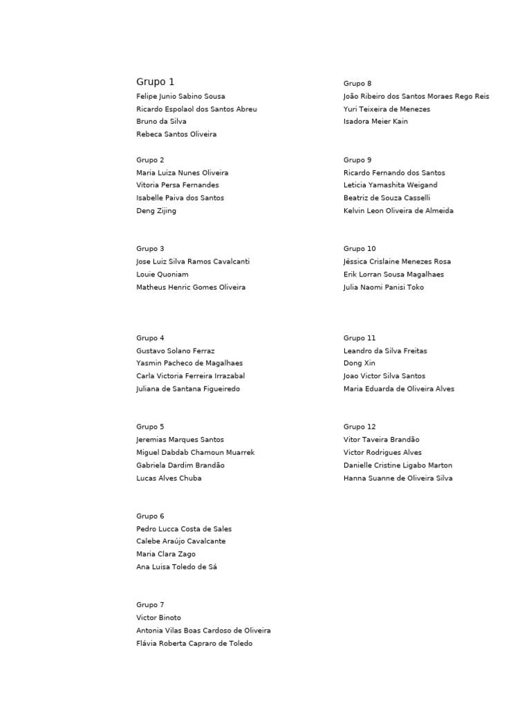 Grupos Noturno | PDF