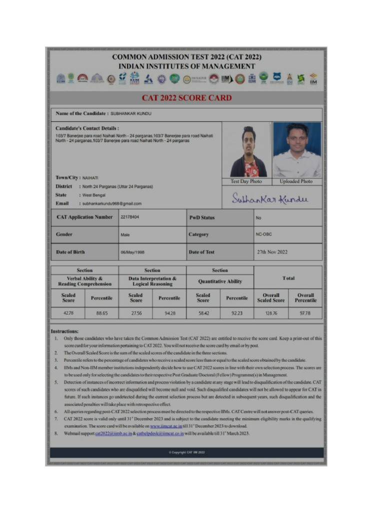 Cat 2022 Result | PDF