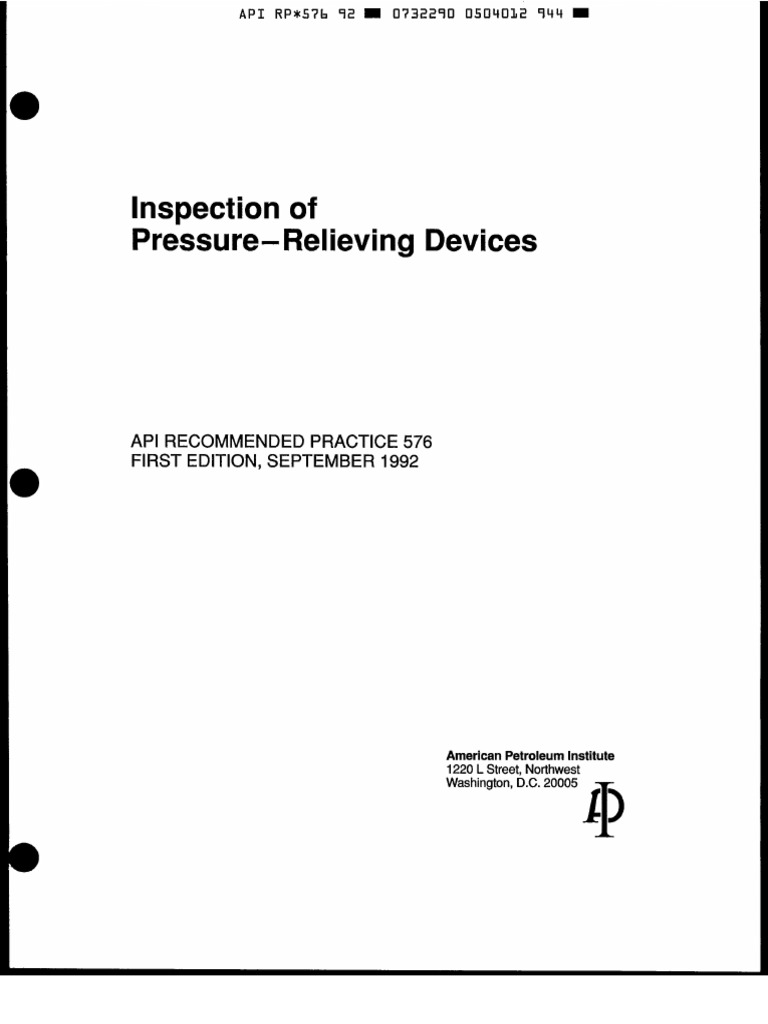 API 576 Inspection of Pressure-Relieving Devices | PDF | Resource ...