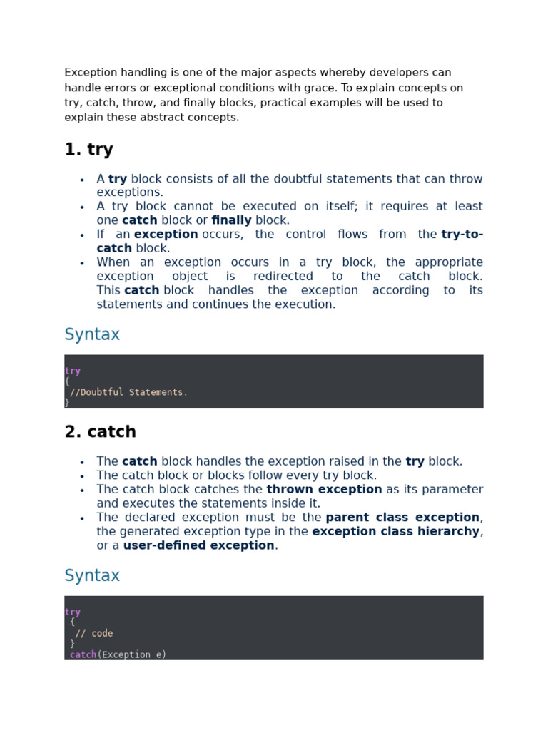 Java Exception Handling Explained | PDF | Class (Computer Programming ...