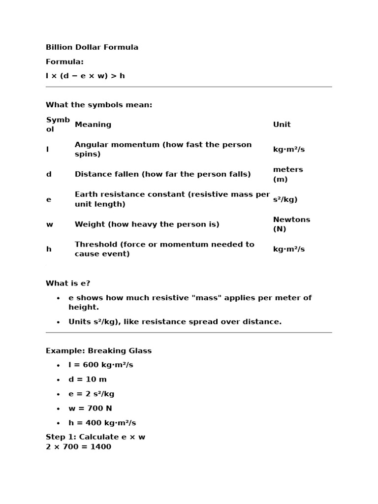 Billion Dollar Formula | PDF