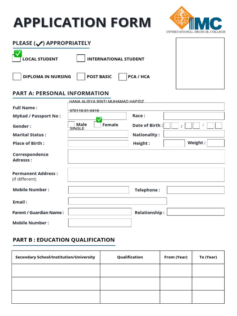 New Imc Application Form | PDF | Vocational Education | Educational Stages