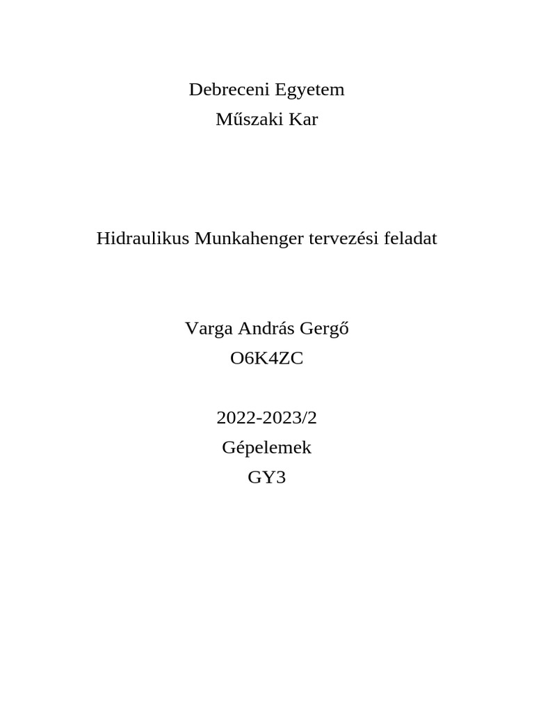 Varga András Gergő - Gépelemek Számítások | PDF