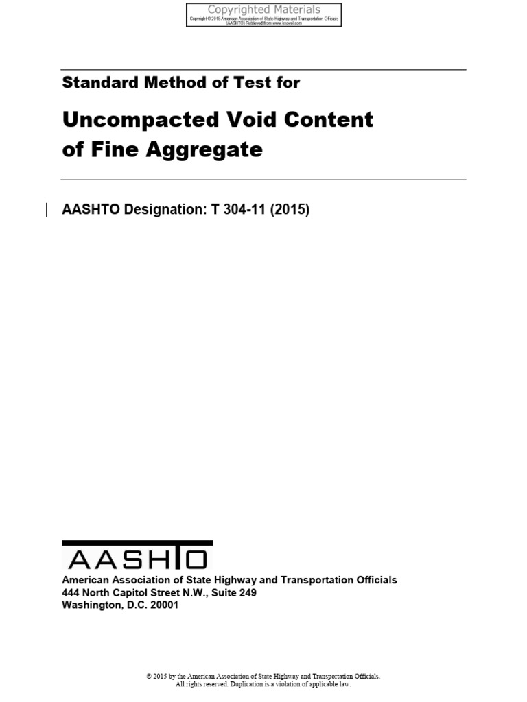 Uncompacted Void Content of Fine Aggregate | PDF | Construction ...