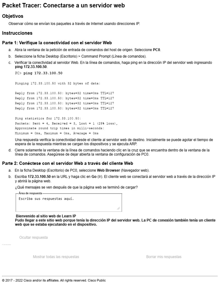 Packet Tracer - Conectarse A Un Servidor Web | PDF | Red mundial | Internet y web