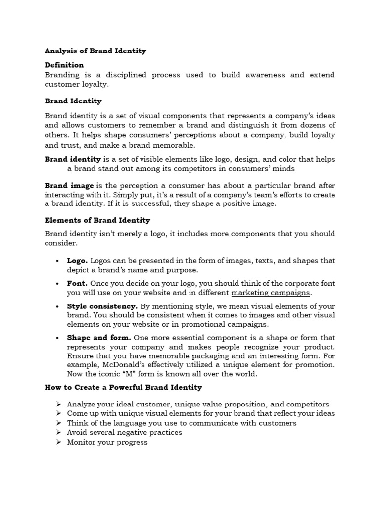 Brand Identity Analysis and Creation Guide | PDF | Brand | Marketing
