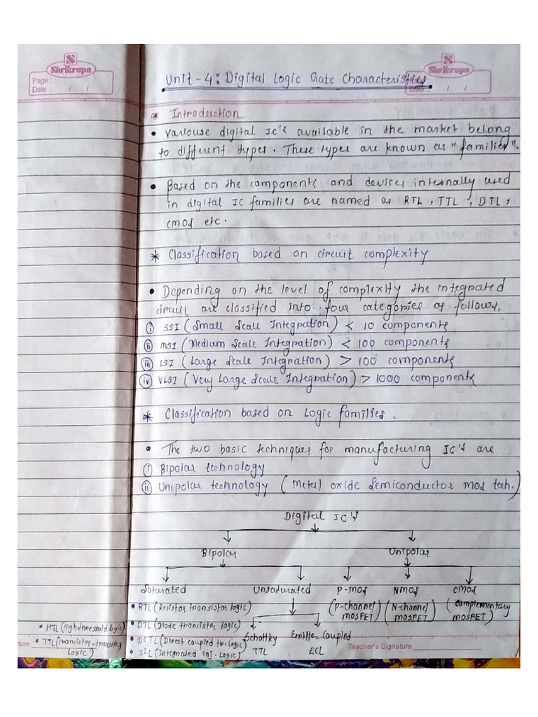 ADE Unit 4 Digital Logic Gate Characteristics | PDF